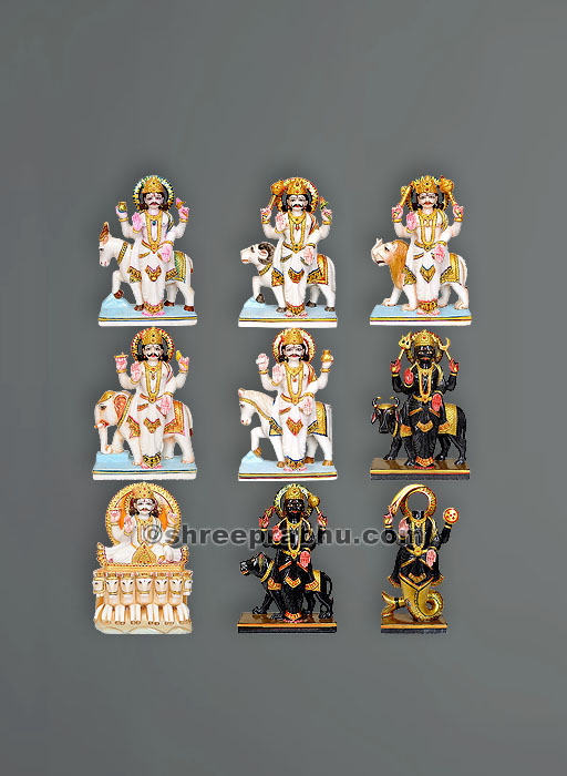 Premium Marble Navagraha Statues | Handcrafted Navagraha Murti Set for ...
